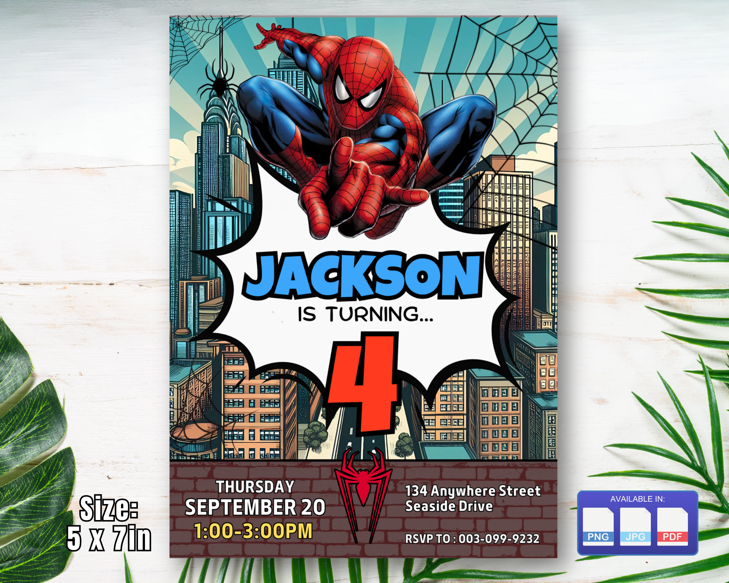 Spider Man Invitation, Spider-man Boys Birthday Party Digital ...