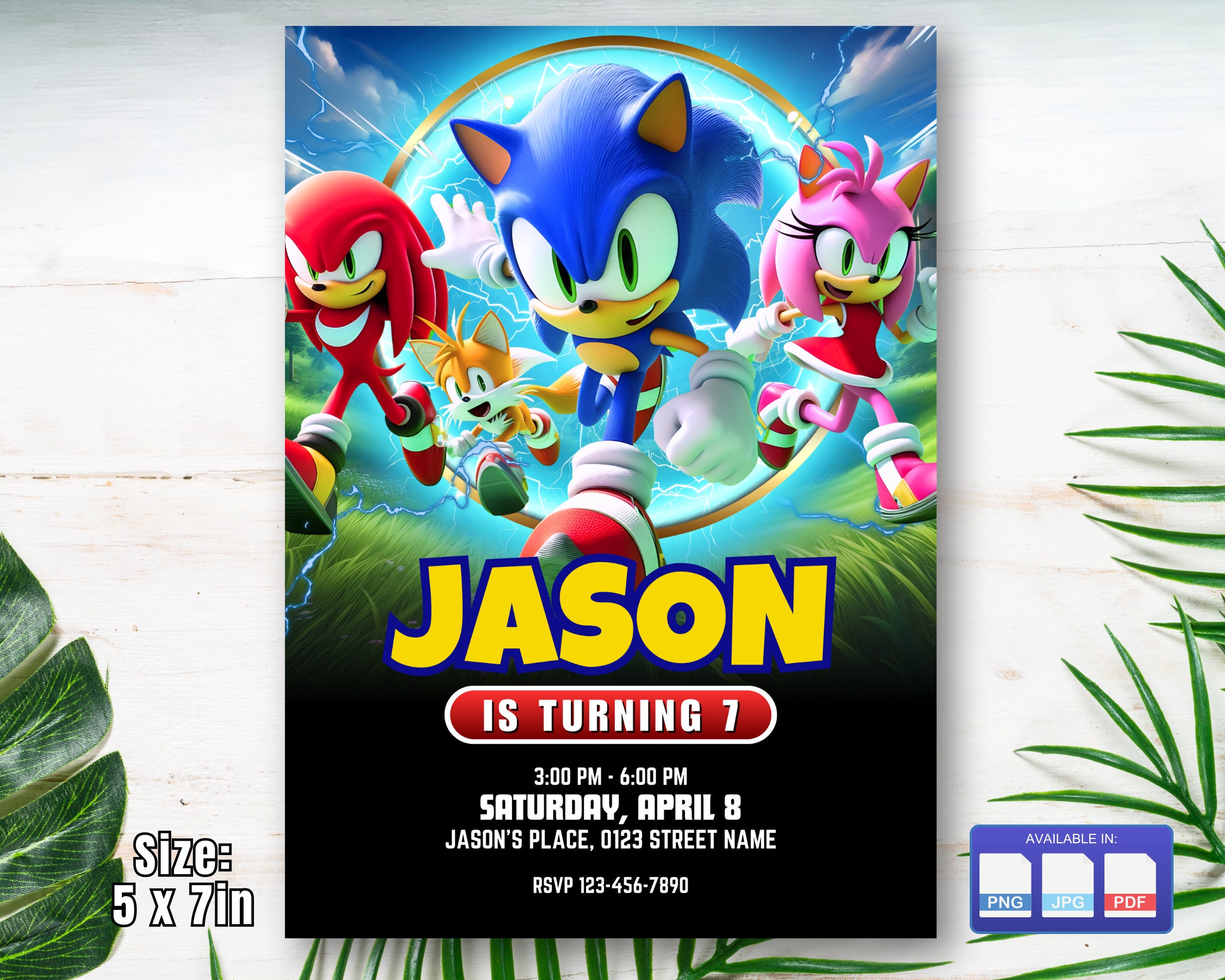 Sonic the Hedgehog Invitation, Sonic Boys Birthday Party Digital ...