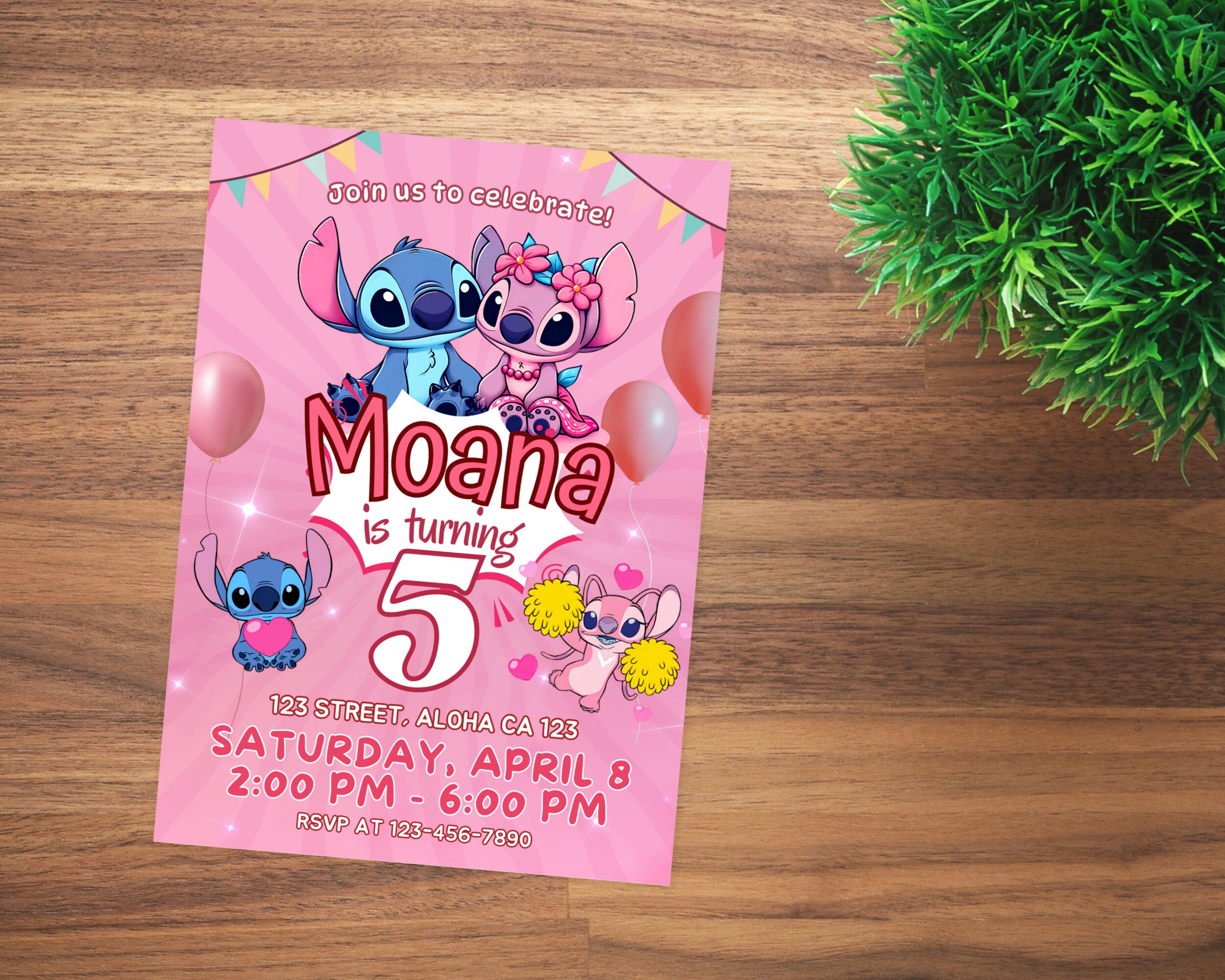 Stitch Birthday Invitation, Stitch Birthday Party Digital Invitation ...