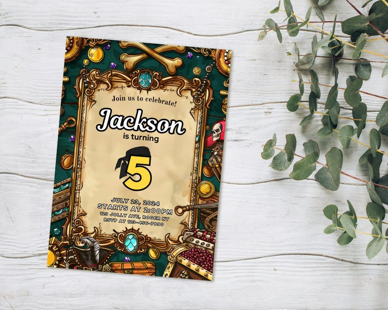 Pirate Theme Birthday Invitation, Pirate Costume Party, Digital ...