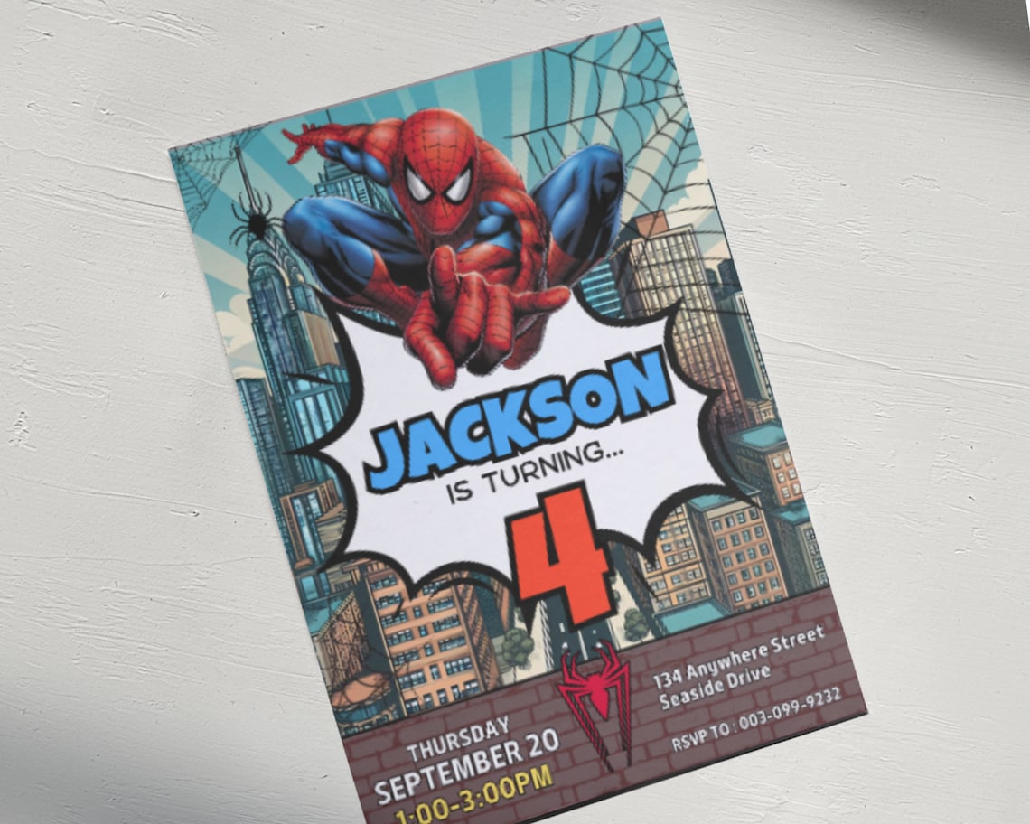 Invitación de Spider Man, Invitación digital de fiesta de cumpleaños de ...