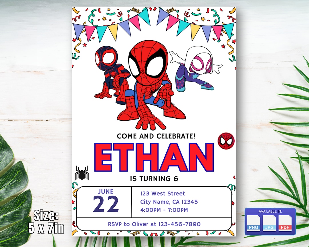 Spidey and Friends Invitation, Spider-man Birthday Party, Spiderman and ...