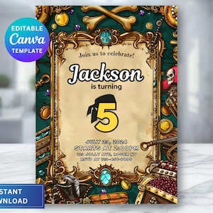 Pirate Theme Birthday Invitation, Pirate Costume Party, Digital ...