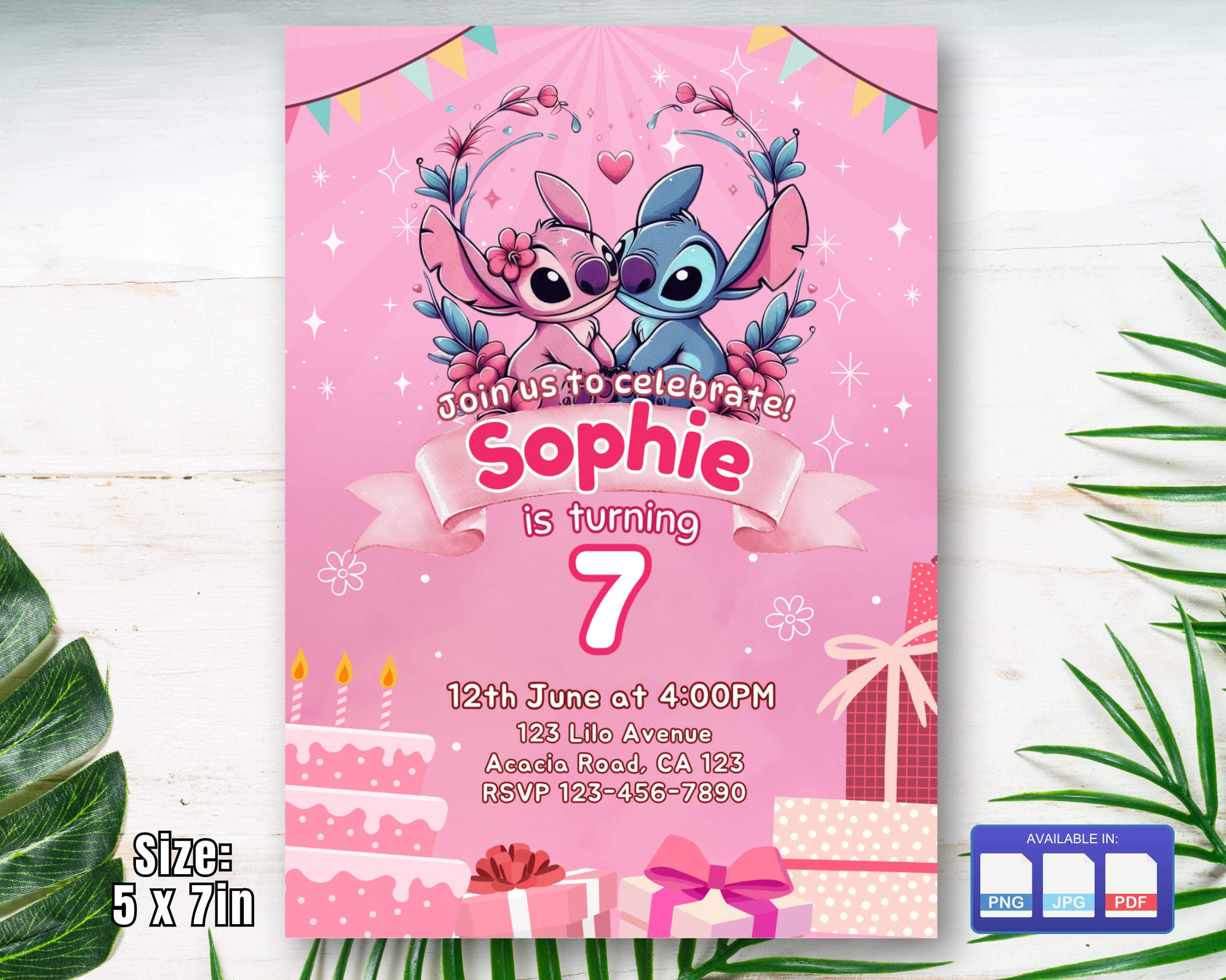 Stitch Birthday Invitation, Stitch Birthday Party Digital Invitation ...