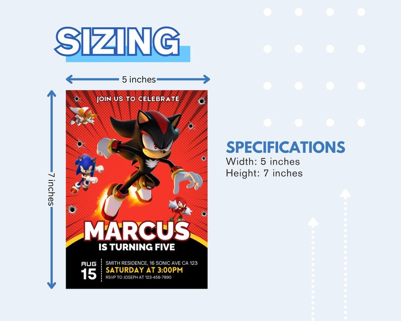 Invitación de Shadow the Hedgehog, invitación a la fiesta de cumpleaños ...