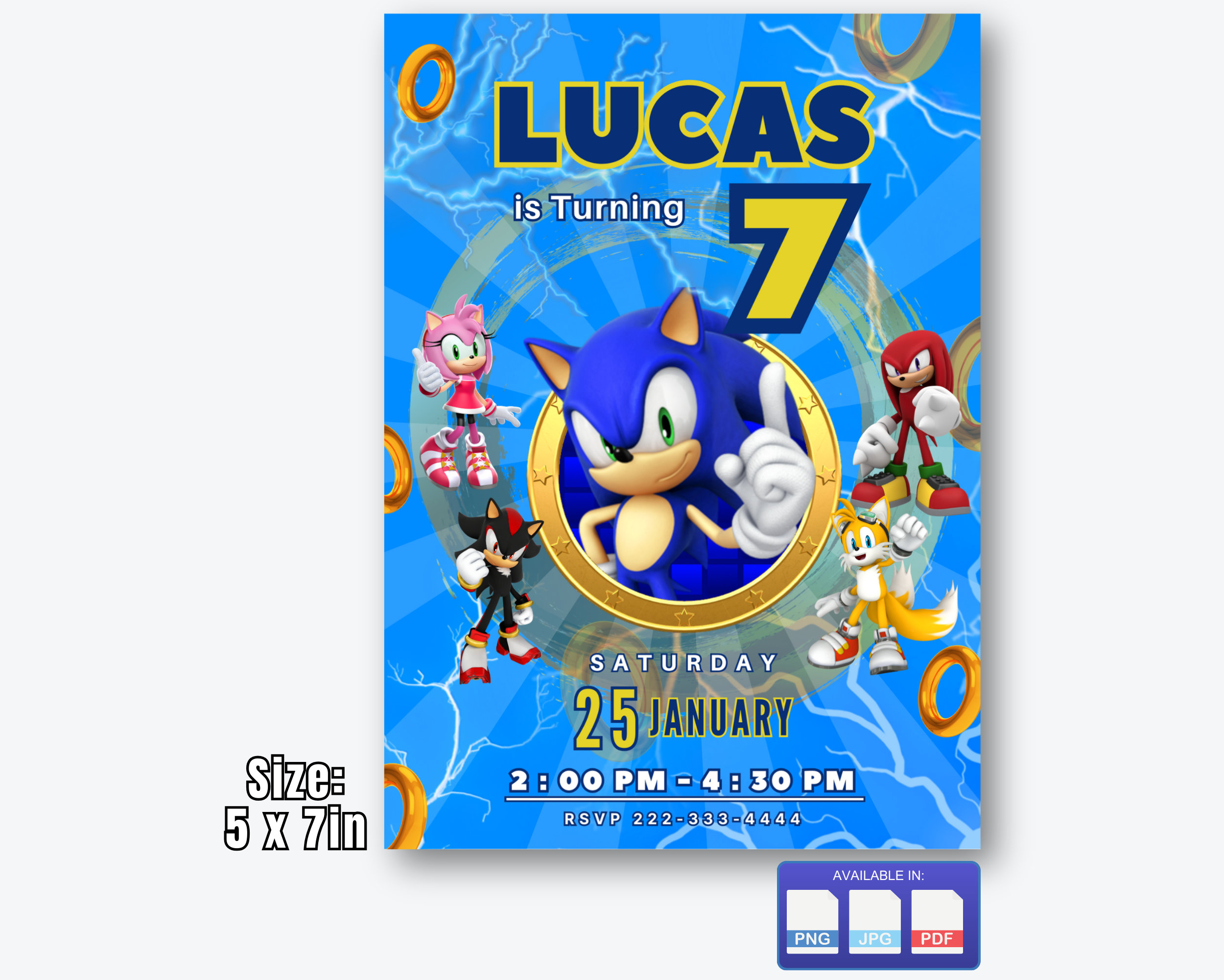 Sonic the Hedgehog Invitation, Sonic Boys Birthday Party Digital ...