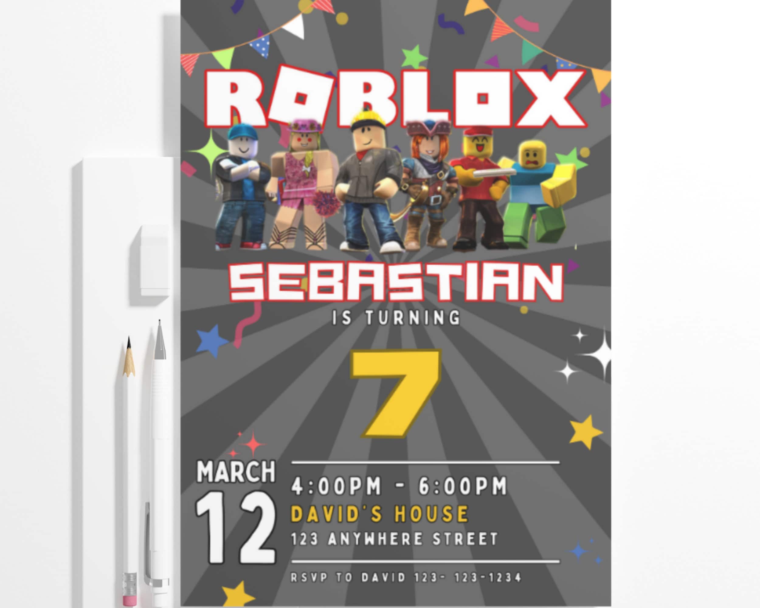 Editable Roblox Invitation, Roblox Boys Birthday Party Digital ...