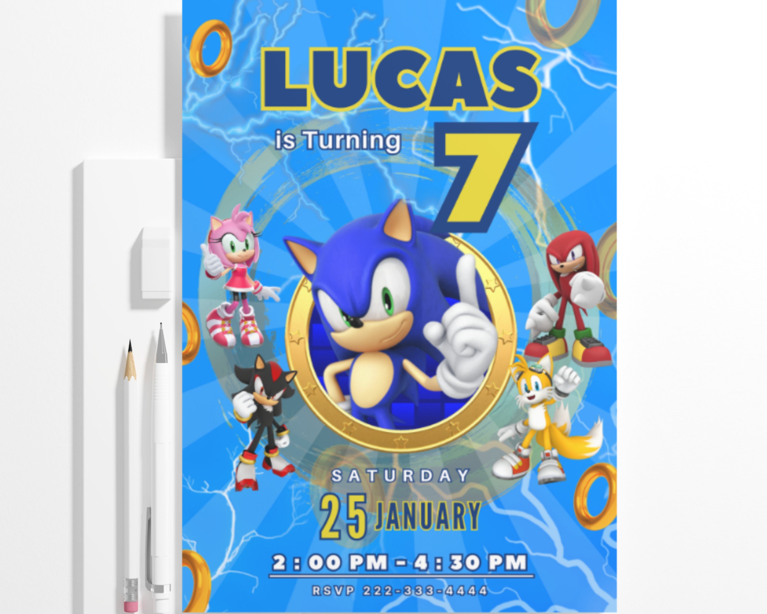 Sonic the Hedgehog Invitation, Sonic Boys Birthday Party Digital ...