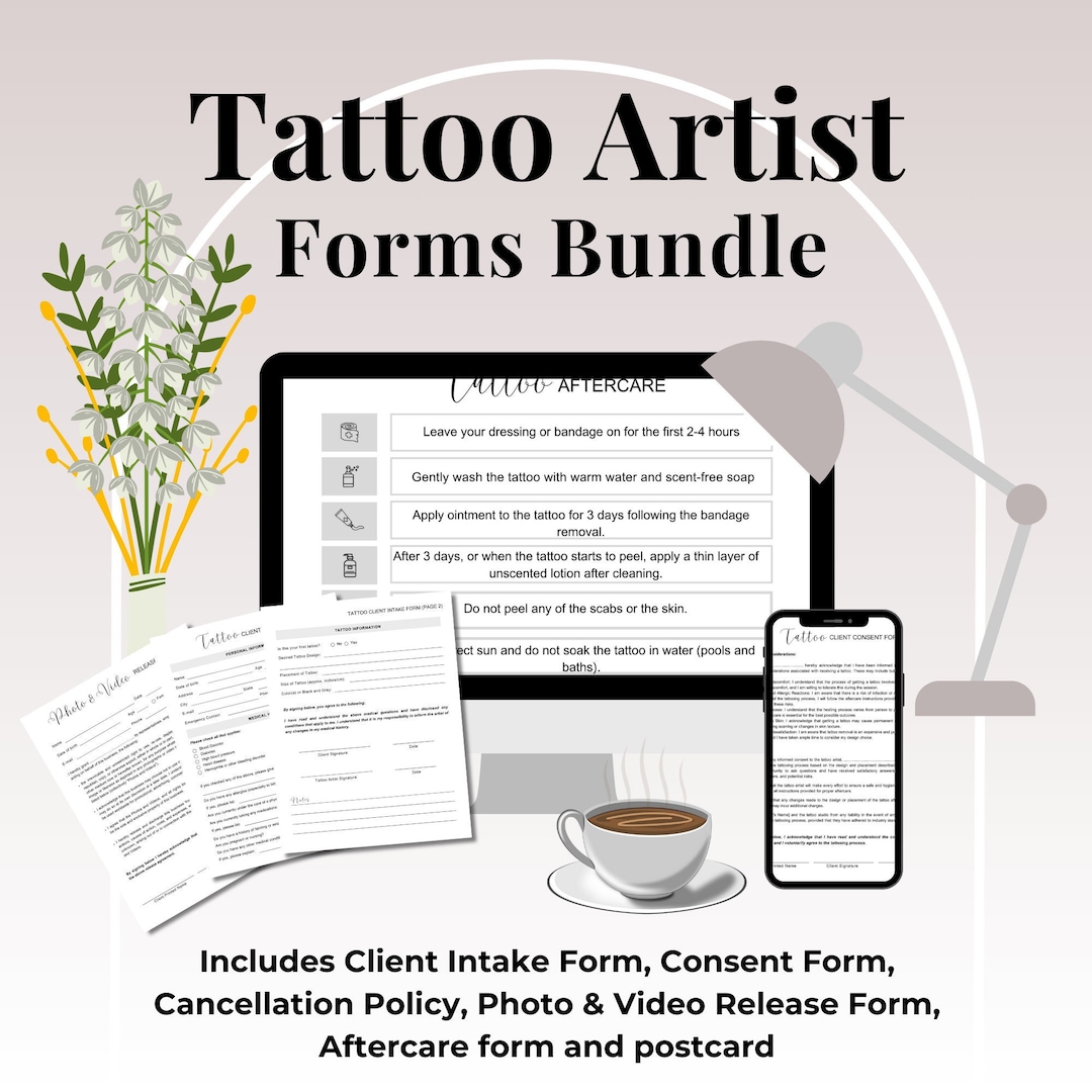 Tattoo Artist Business Forms Bundle, Customizable Editable Tattoo ...