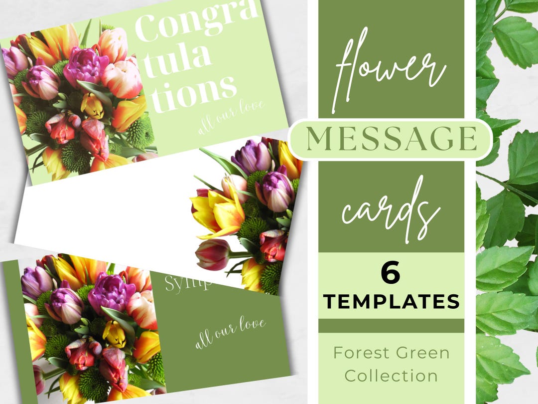 Editable Florist Message Card Template: Canva Printable Gift Note - Etsy
