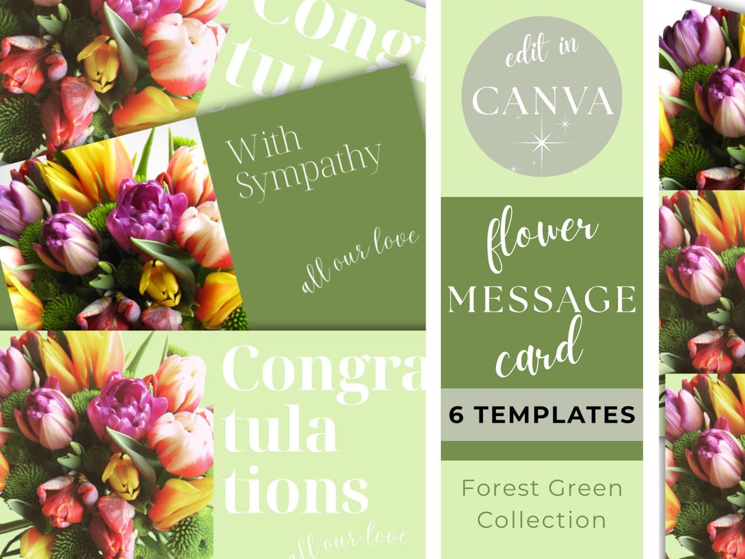 Flower Business Message Card Canva Printable Gift Note Flower Shop ...