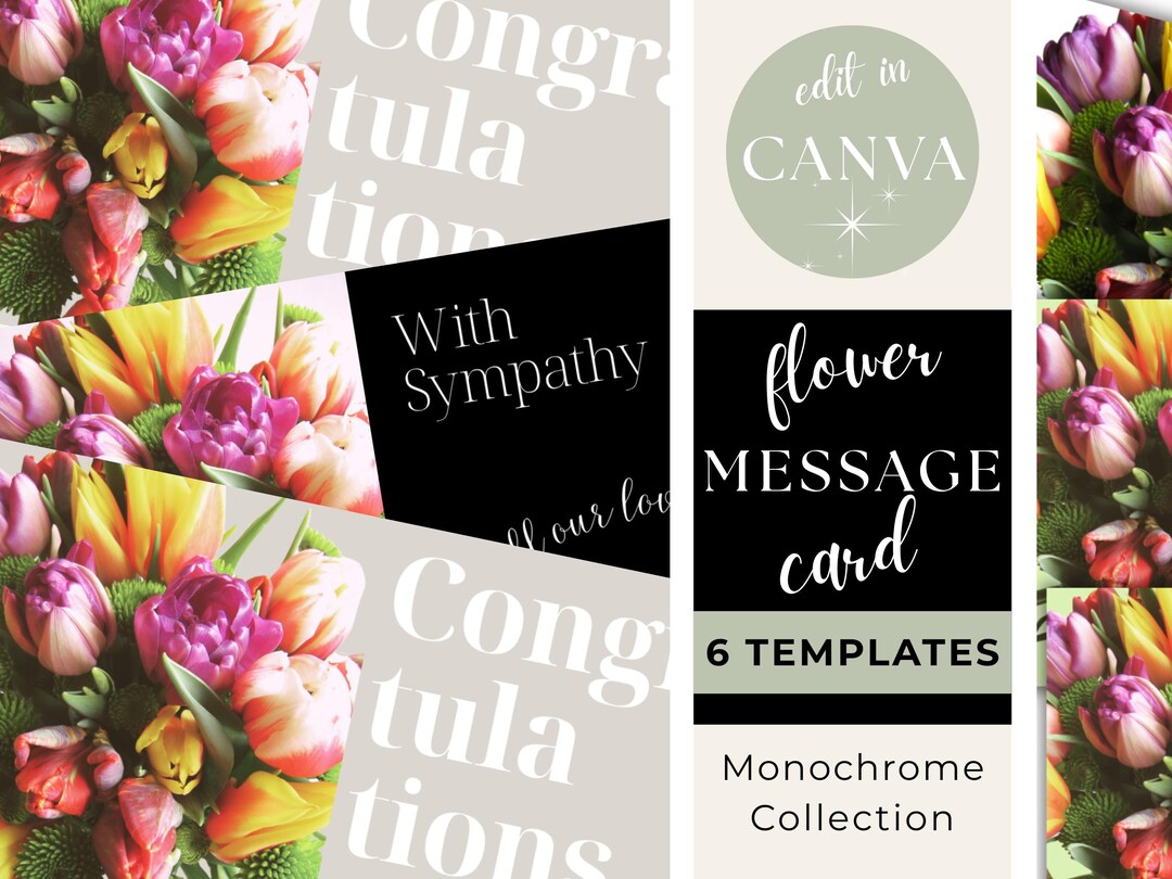 Editable Florist Message Card Template: Canva Printable Gift Note - Etsy