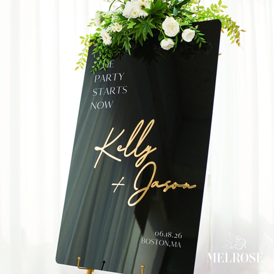 Modern Luxury Black Acrylic Wedding Signs With 3D Letters, Black ...