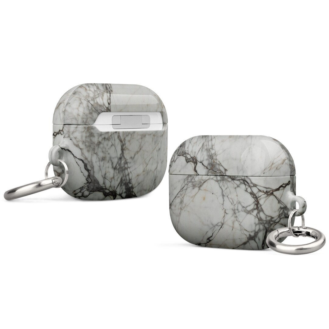 White Marble Airpods Pro Case, AirPod Case With Keychain, Airpods Case ...