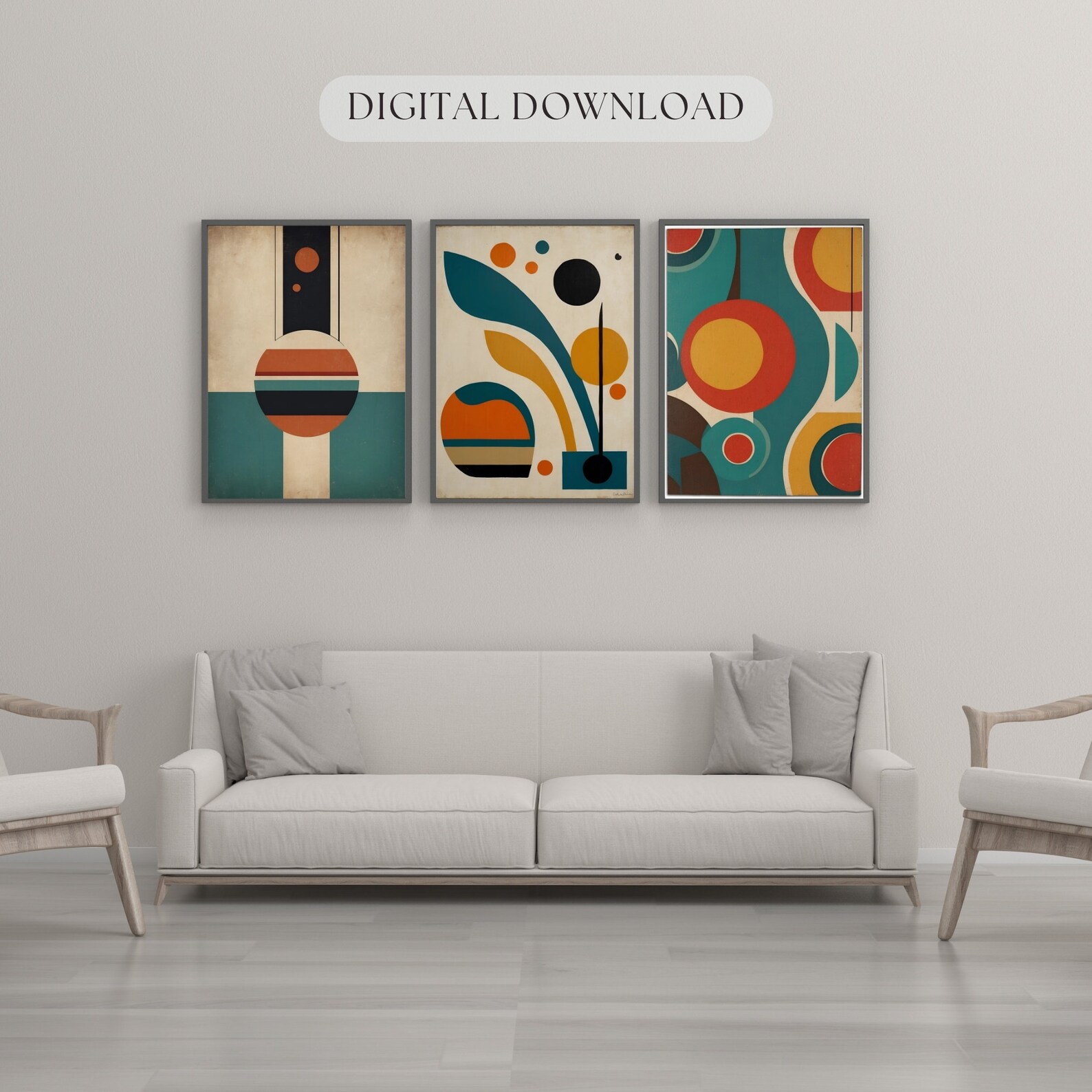 Poster Set of 3, Premium Printable, Wall Art Prints, Mid Century Modern ...