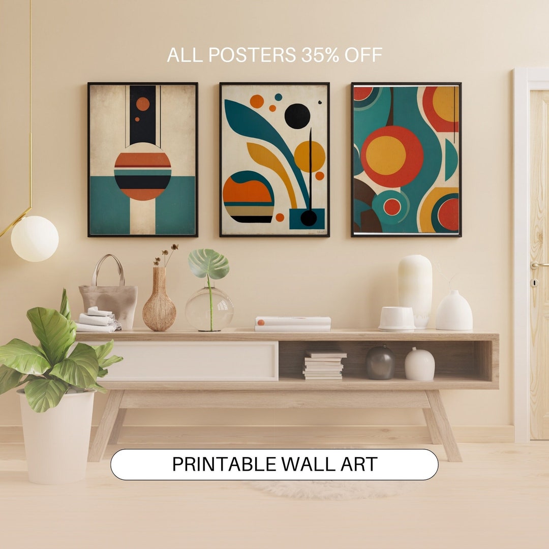 Poster Set of 3, Premium Printable, Wall Art Prints, Mid Century Modern ...
