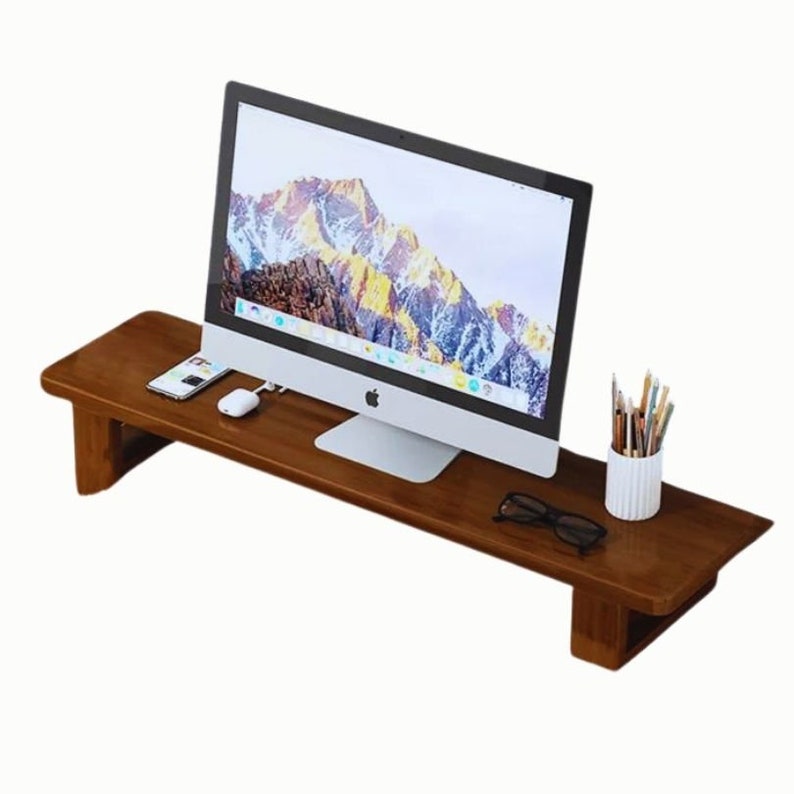 Handmade Wood Monitor Stand With Storage Monitor Stand Monitor Riser ...