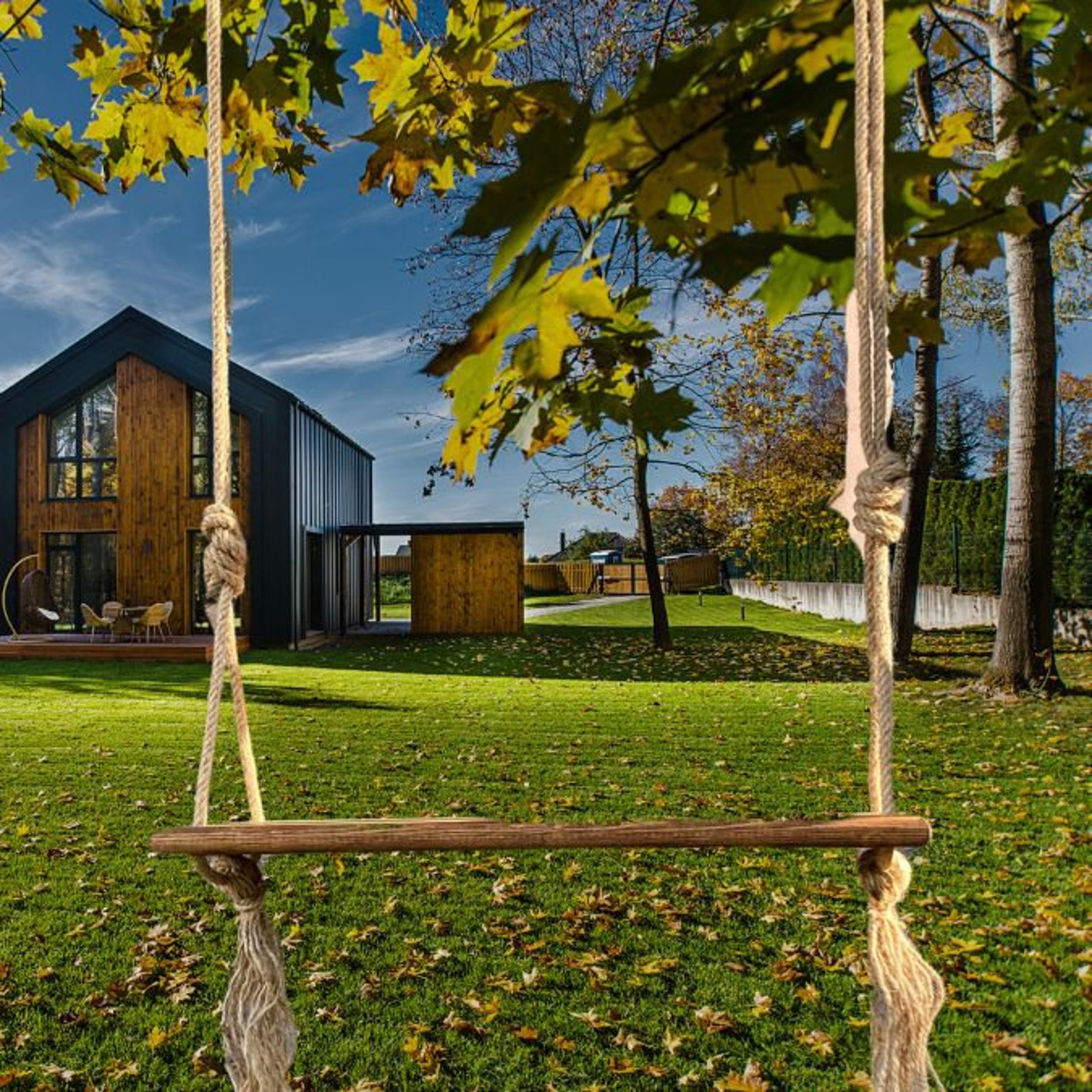 Handcrafted Wooden Rope Swing, Rustic Long Lasting Outdoor Swing, Tree ...