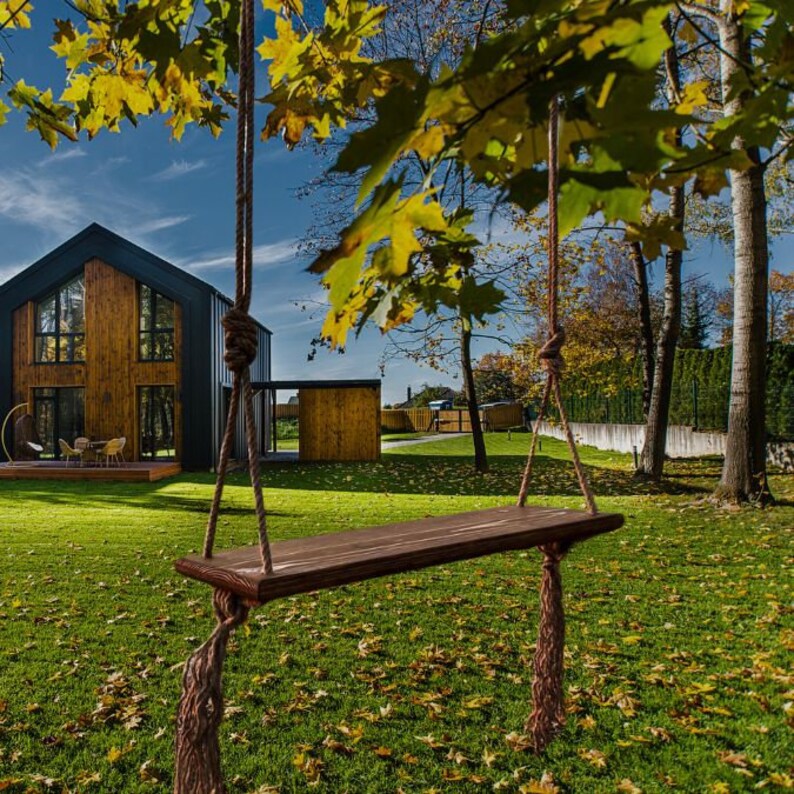 Handcrafted Wooden Rope Swing, Rustic Long Lasting Outdoor Swing, Tree ...