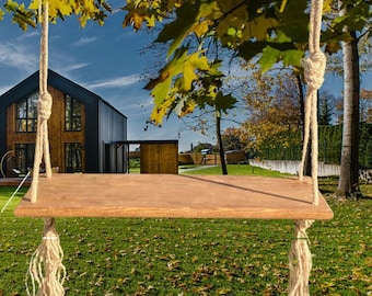 Tree Swing, Wooden Rope Swing, Rustic Long Lasting Outdoor Swing ...