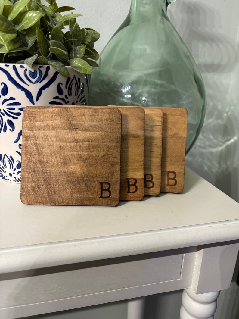 Initial Wood Coasters - Etsy