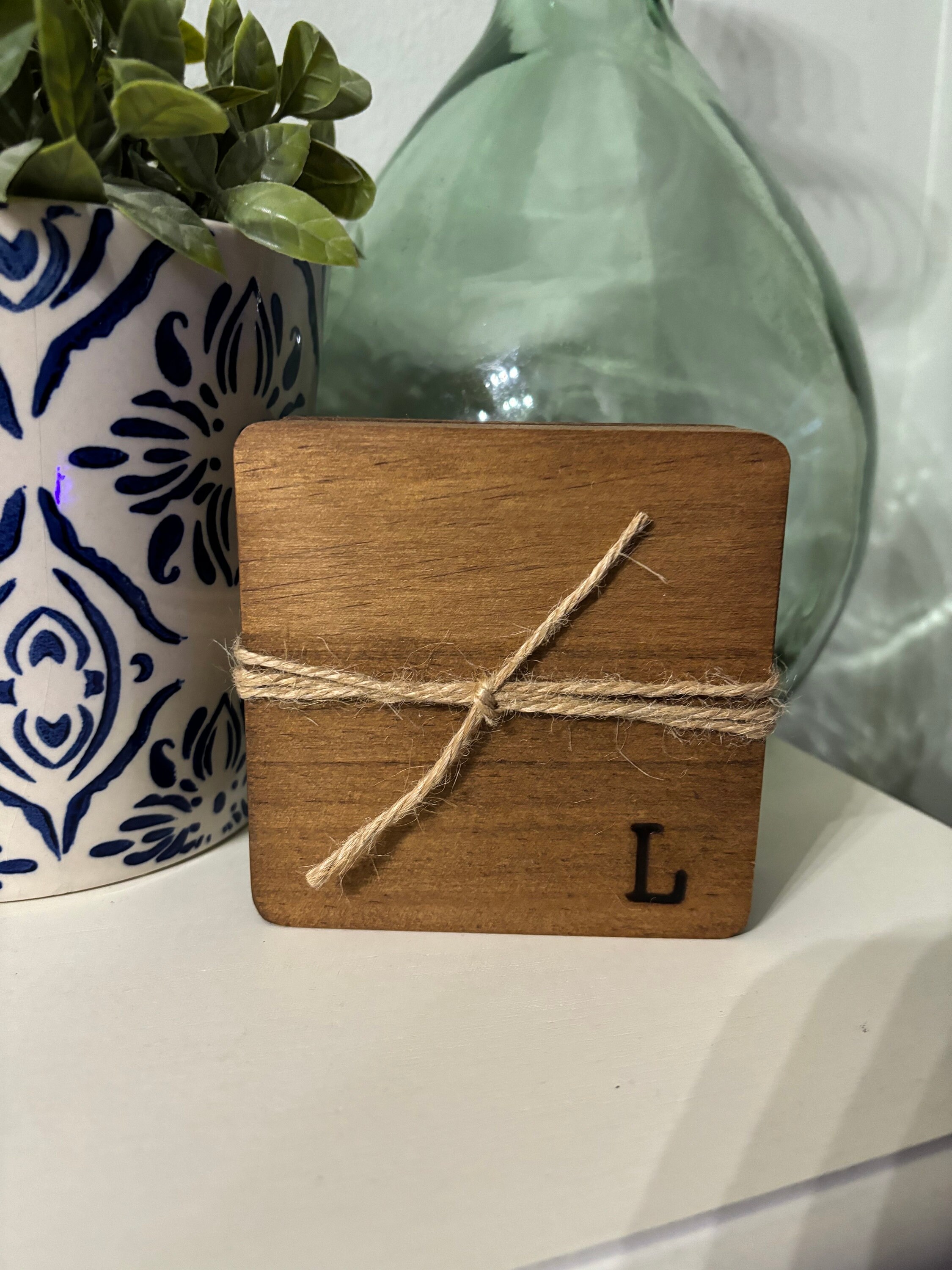 Initial Wood Coasters - Etsy