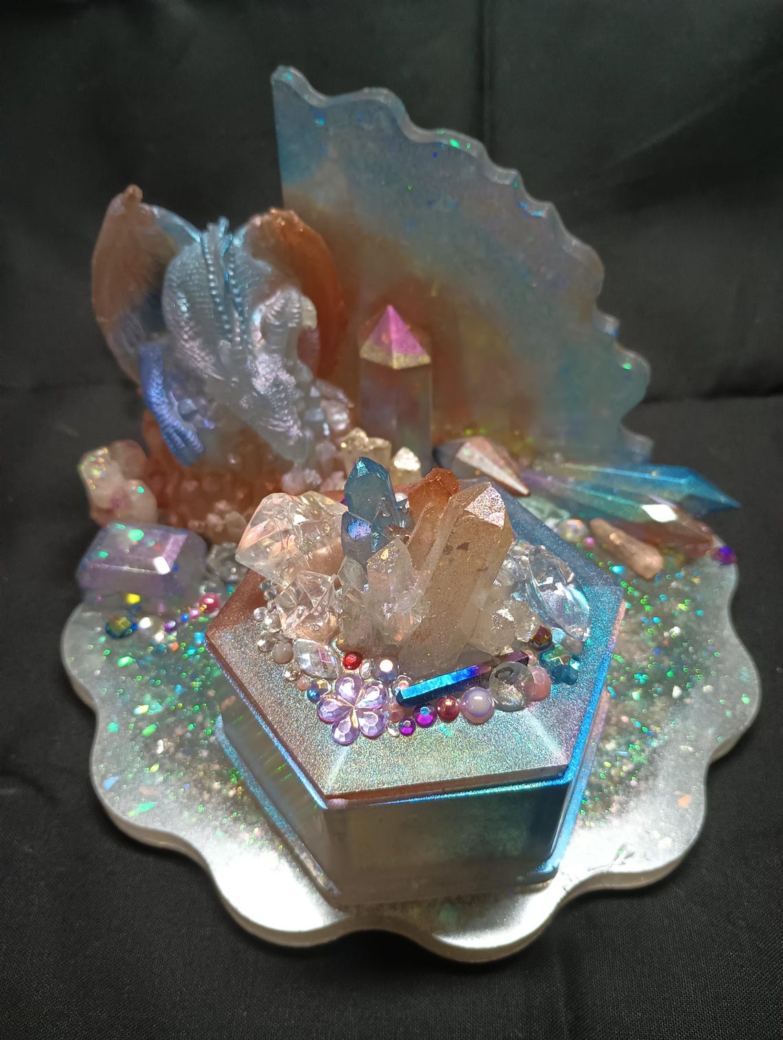 Rainbow Resin Crystal Dragon Tray With Jewelry Box - Etsy