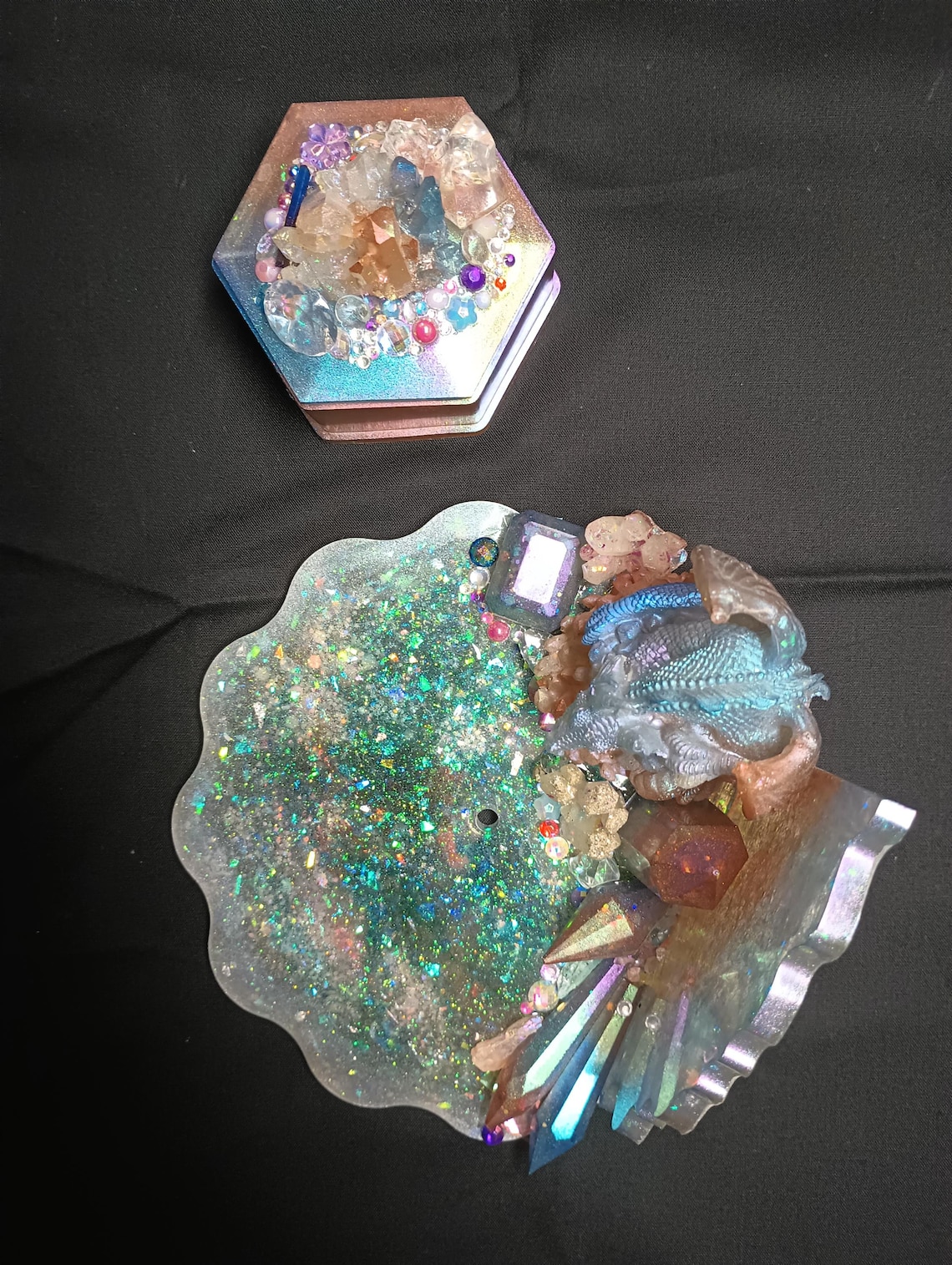 Rainbow Resin Crystal Dragon Tray With Jewelry Box - Etsy