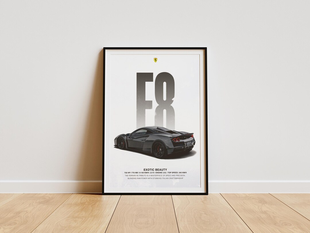 Ferrari F8 Supercar Poster: Modern Automotive Wall Art (digital ...