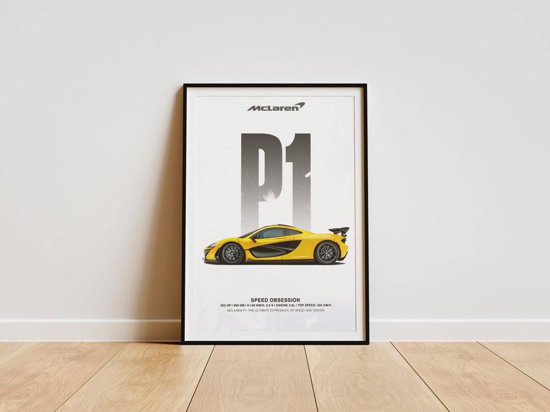 Mclaren P1 Poster Hypercar Wall Art Luxury Hybrid Supercar Print Modern ...