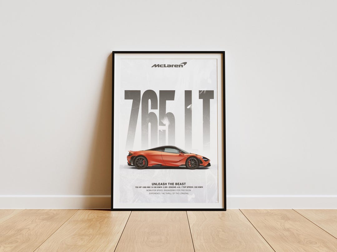 Mclaren 765LT Poster Digital Download Supercar Art Print Hypercar Wall ...