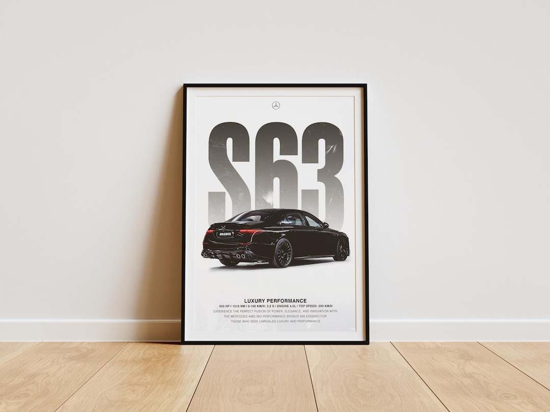 Mercedes-amg S63 Poster Luxury Sports Sedan Print Supercar Wall Art ...