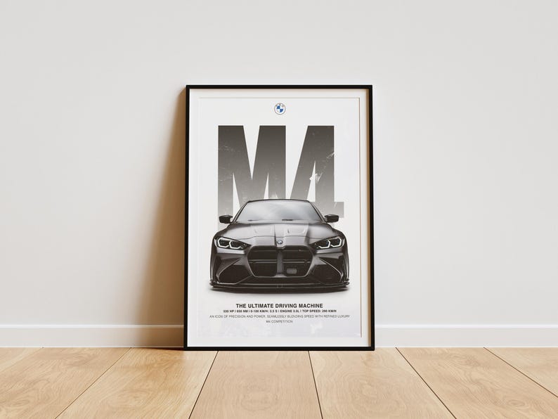 BMW M4 Competition Poster: Black Sports Car Art (digital Download) - Etsy