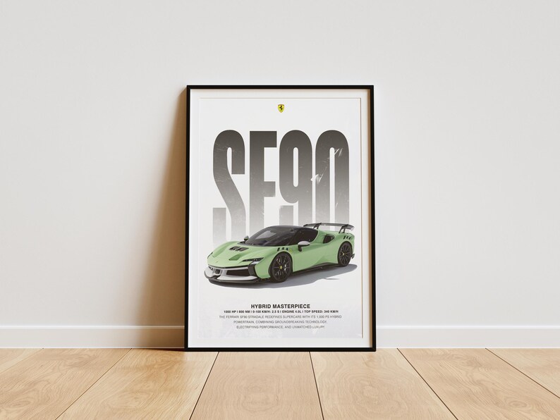 Ferrari SF90 Supercar Poster | Modern Automotive Wall Art (digital ...