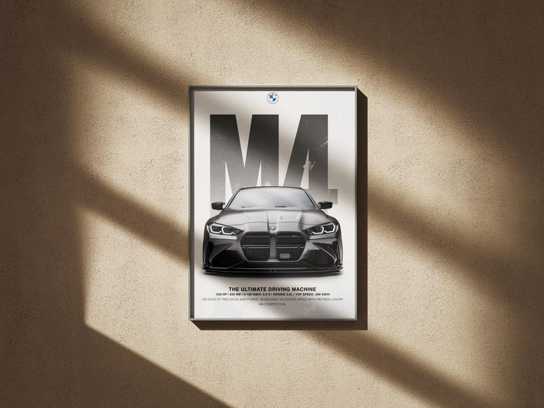 BMW M4 Competition Poster: Black Sports Car Art (digital Download) - Etsy