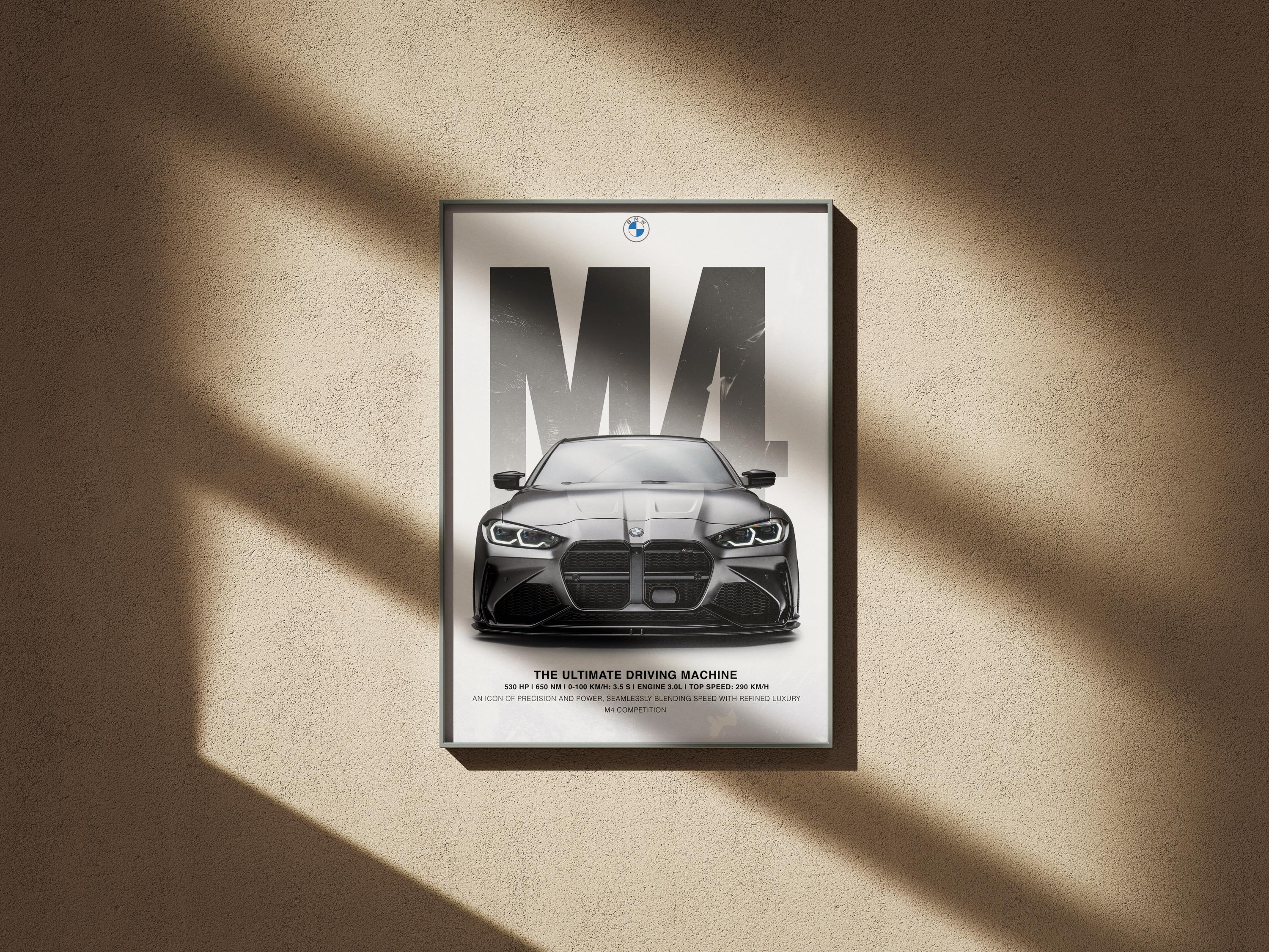 BMW M4 Competition G82 Poster | Black Sports Car Print | Supercar Wall ...
