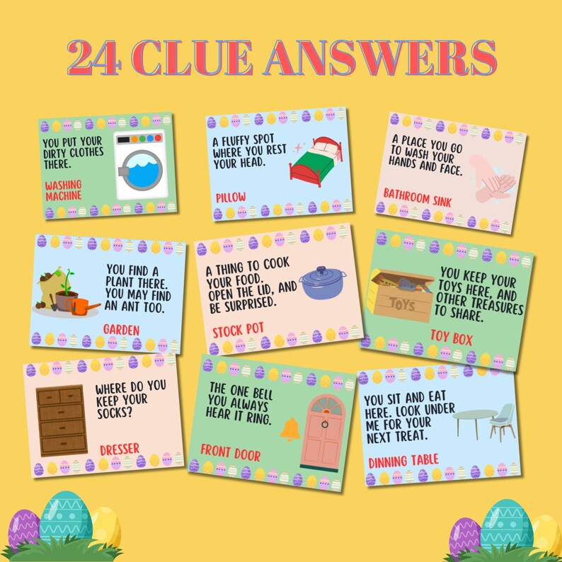 Easter Egg Indoor Hunt Card Game Children Game scavenger Hunttreasure ...