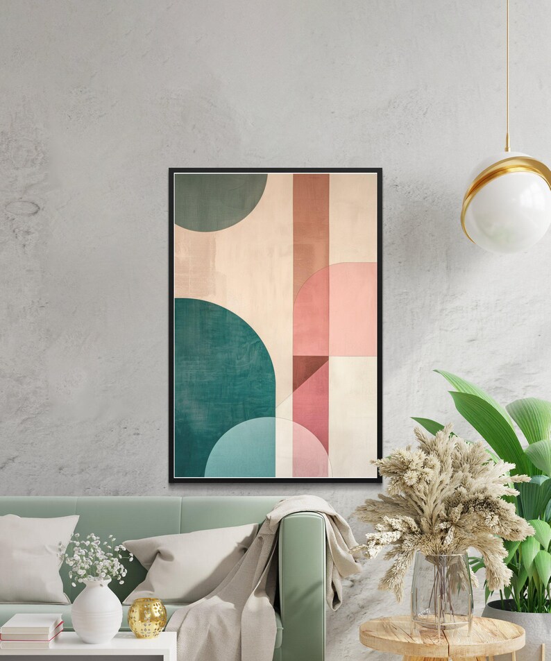 Abstract Geometric Shapes Poster, Modern Minimalist Wall Art, Colorful ...