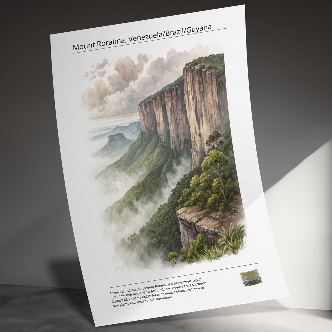 Mount Roraima Poster, High Quality Art Print, Venezuela Brazil Guyana ...