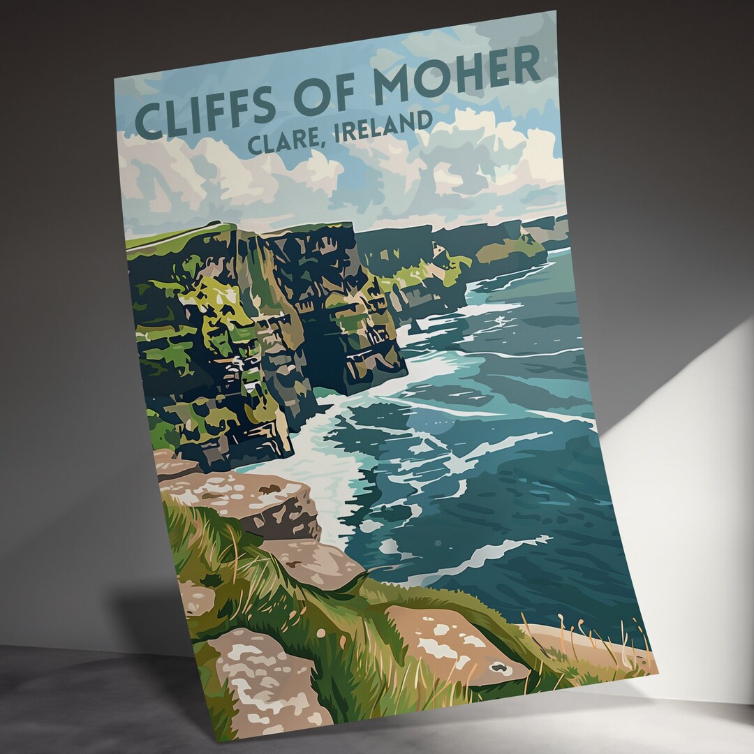 Cliffs of Moher Poster, Clare Ireland Digital Wall Art, Scenic Coastal ...