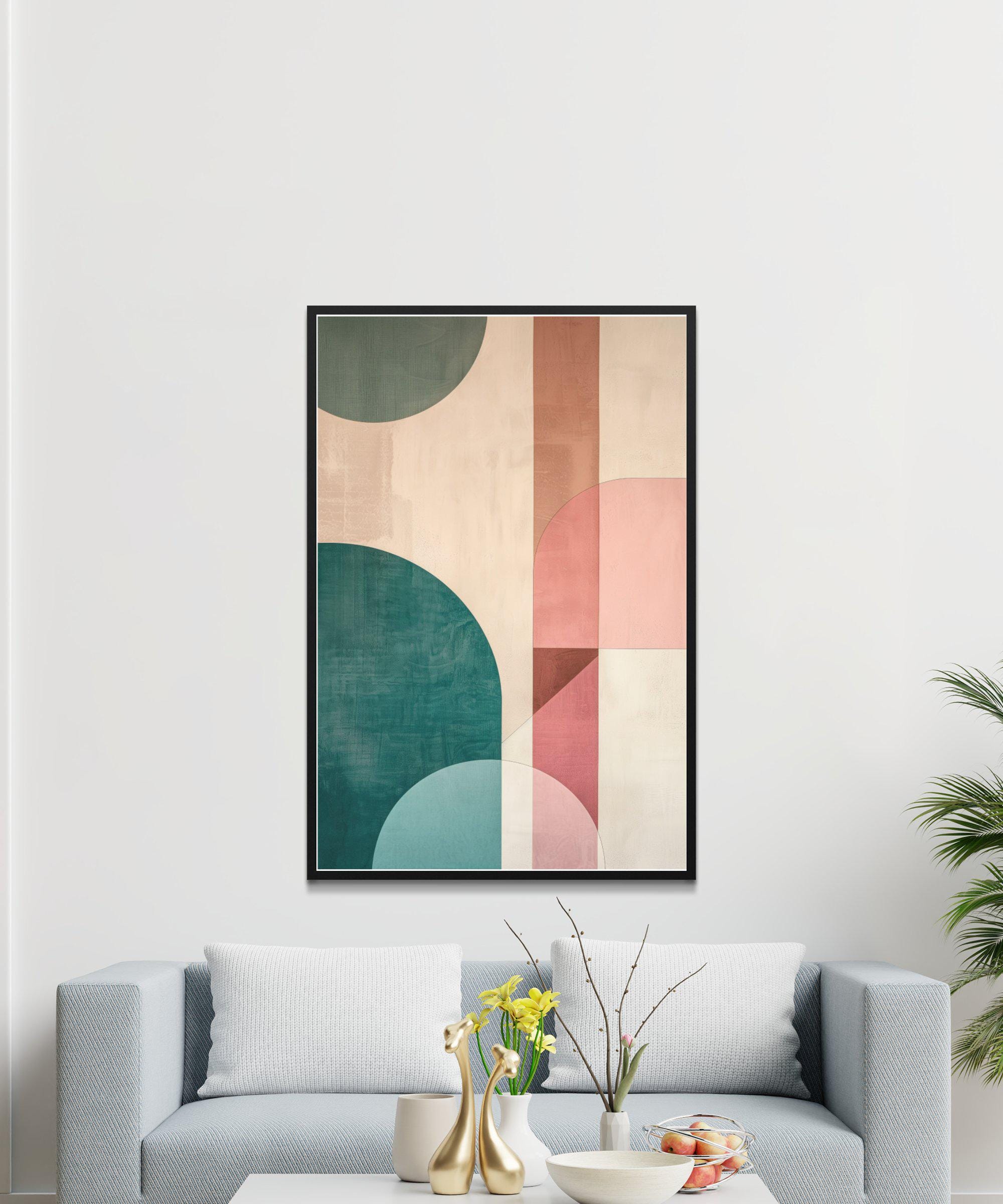 Abstract Geometric Shapes Poster, Modern Minimalist Wall Art, Colorful ...