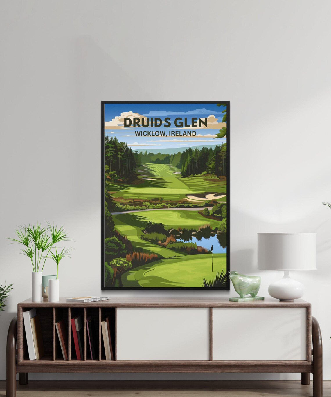 Golf Course Illustration, Scenic Golf Course Art, Wicklow Ireland Print ...