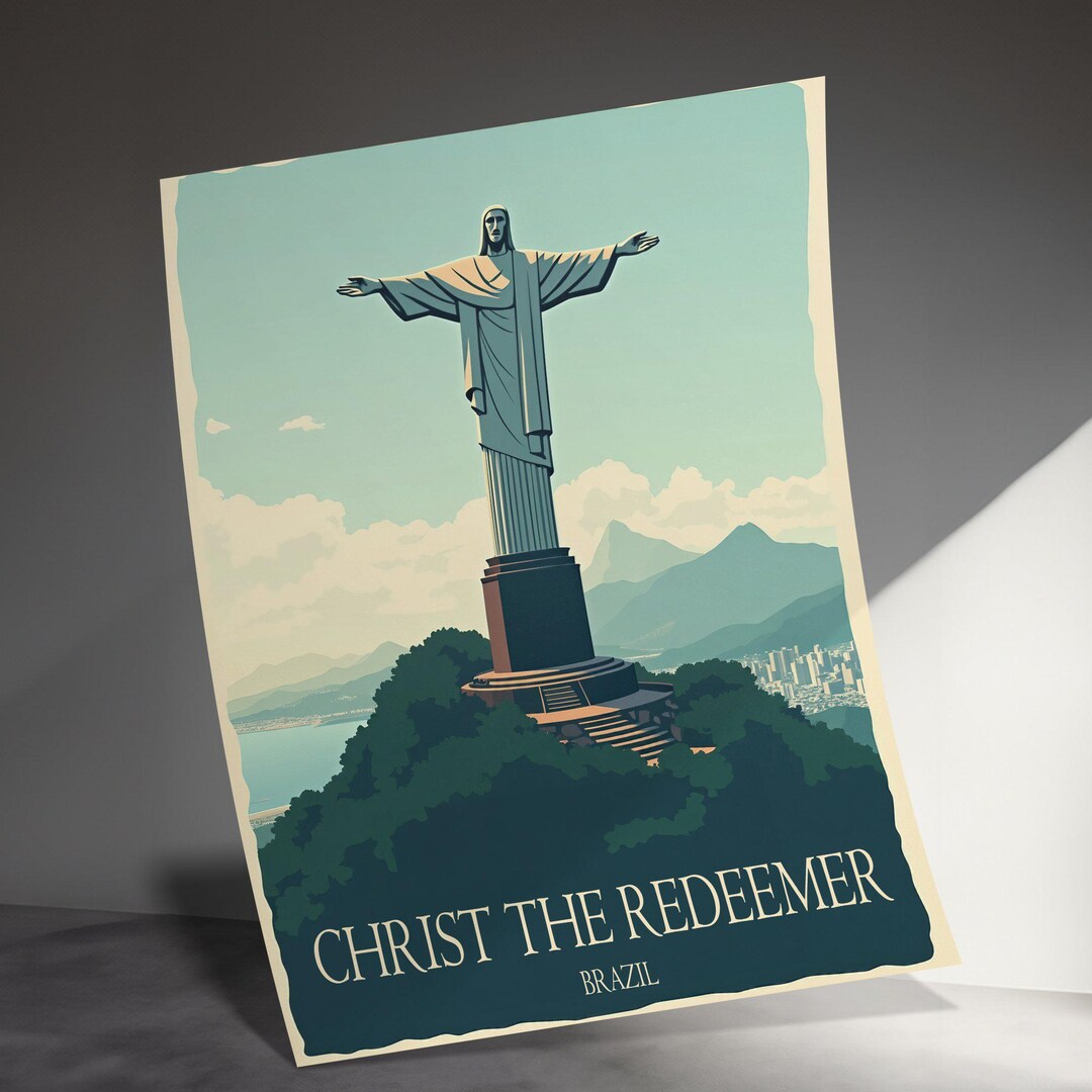 Christ the Redeemer Digital Art Print, Brazil Iconic Landmark Wall Art, High Resolution Home ...