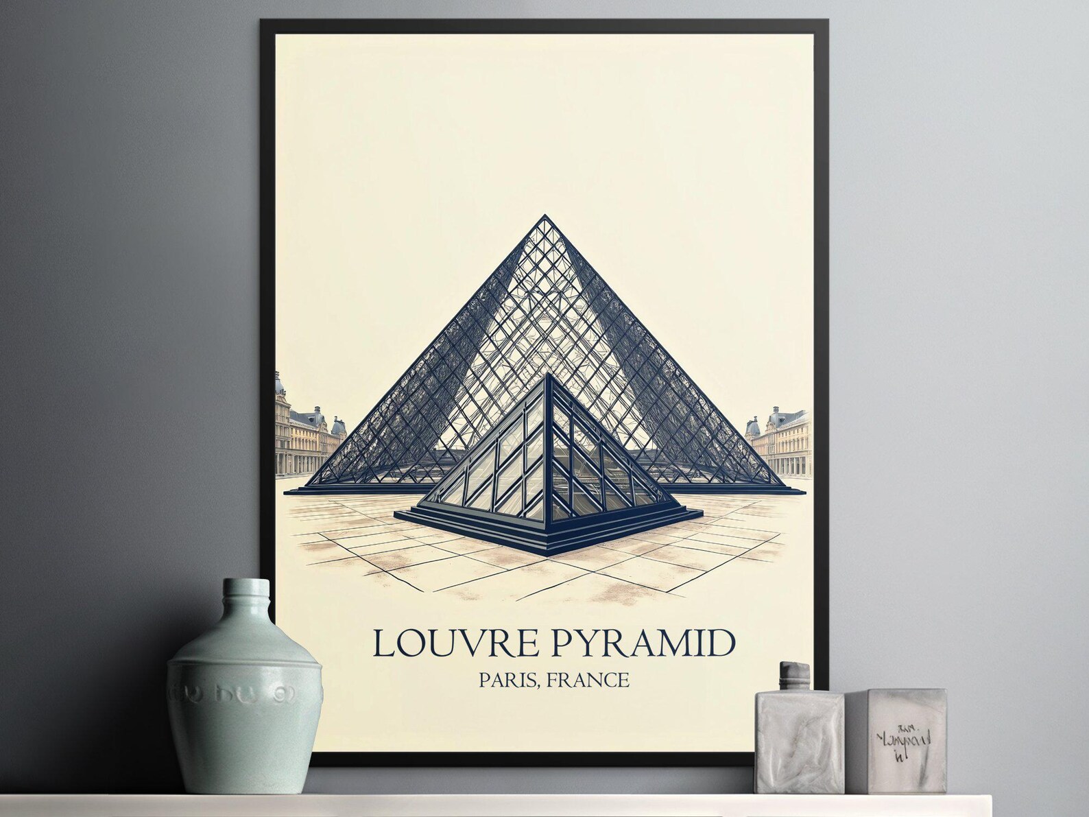 Louvre Pyramid Digital Art Print, Paris France Iconic Landmark, High ...