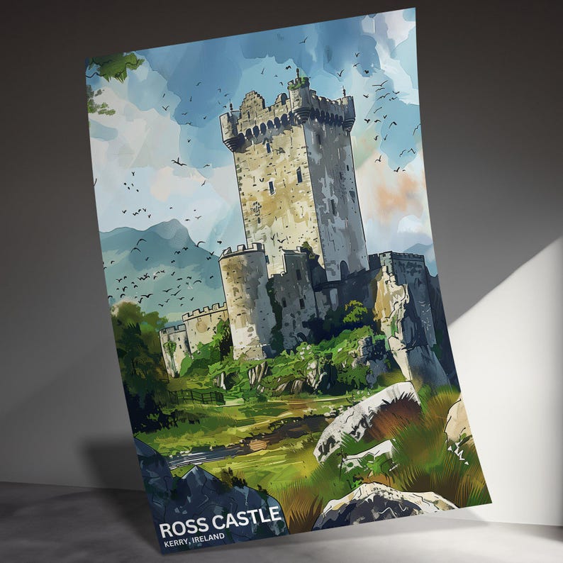 Ross Castle Wall Art, Ireland Castle Illustration, Digital Download ...