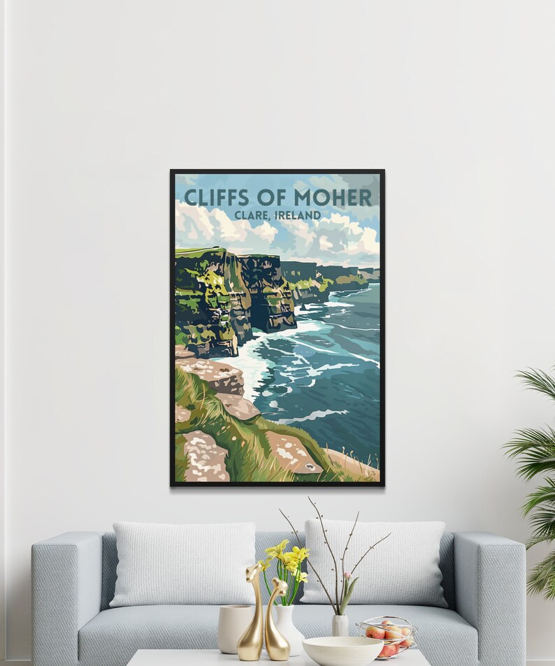 Cliffs of Moher Poster, Clare Ireland Digital Wall Art, Scenic Coastal ...