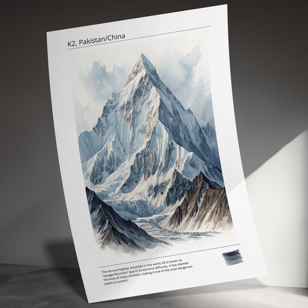 K2 Mountain Poster, High Quality Print, Wall Art Decor, Pakistan China ...