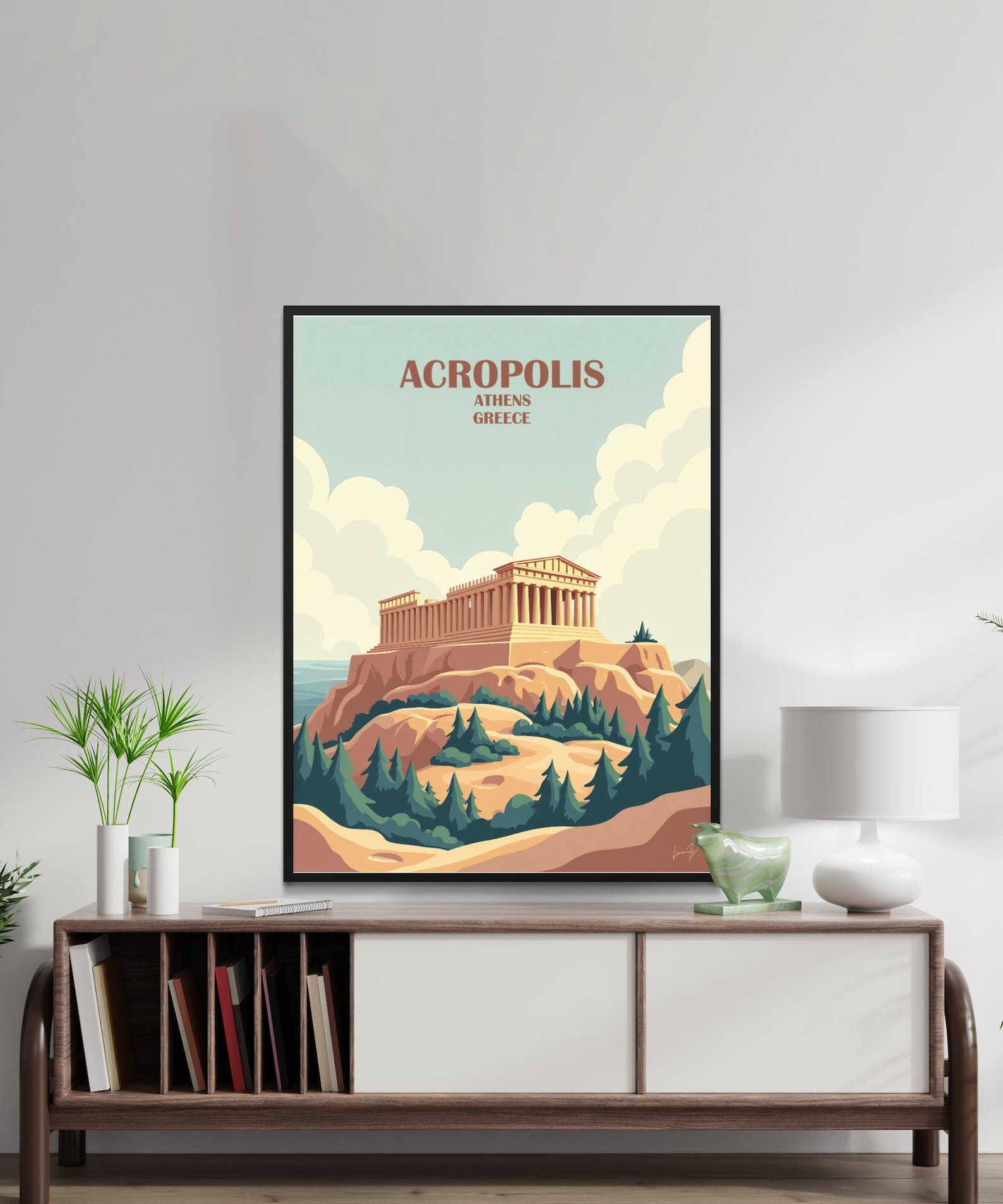 Vintage Acropolis Greece Art Print, Digital Download, Landscape ...