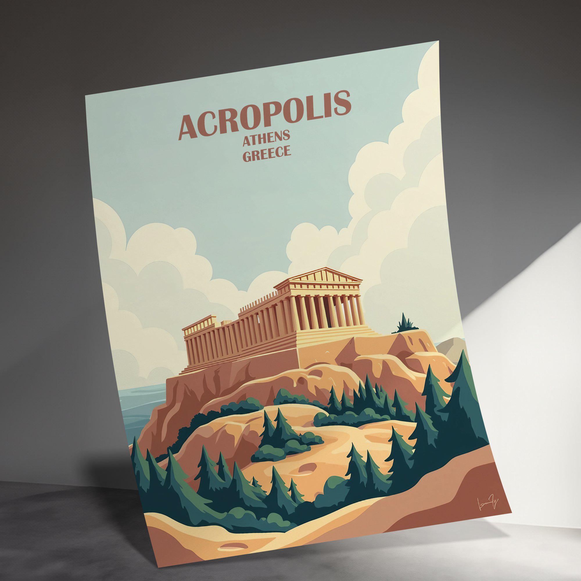 Vintage Acropolis Greece Art Print, Digital Download, Landscape ...