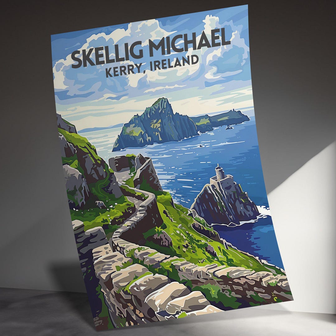 Skellig Michael Kerry Ireland Poster, Large Wall Art Print, Scenic ...